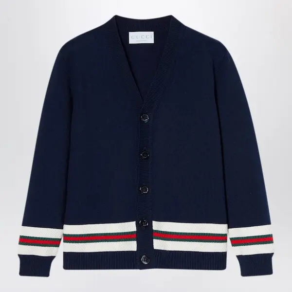 Gucci V-neck Cardigan With Web Detail