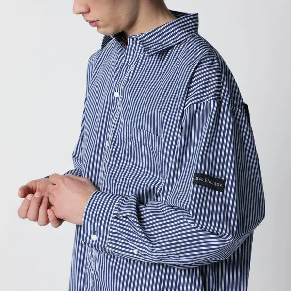 Balenciaga Oversize Navy And White Striped Shirt