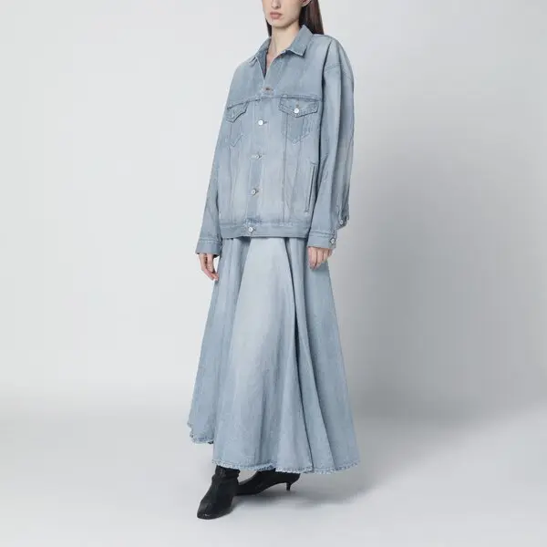 Balenciaga Maxi Godet Denim Skirt