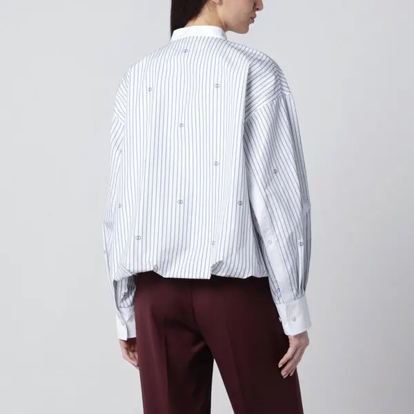 Gucci Striped Cotton Blouse With Gg Embroidery - Purple
