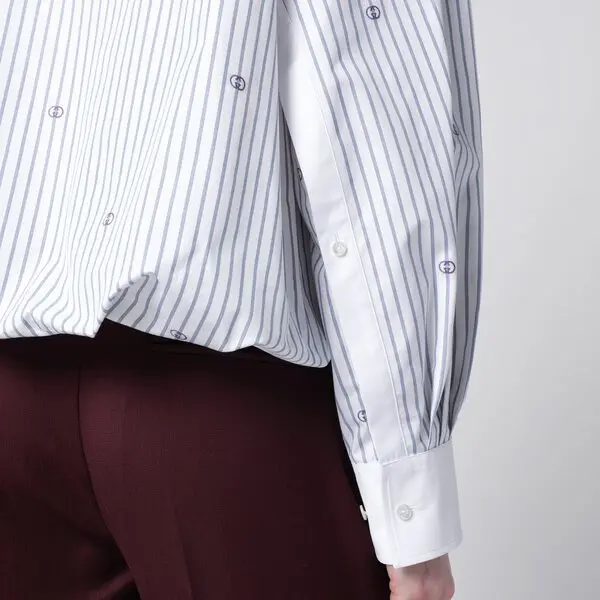 Gucci Striped Cotton Blouse With Gg Embroidery - Purple