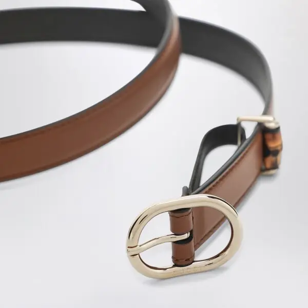 Gucci Slim Leather Belt With Oval Buckle