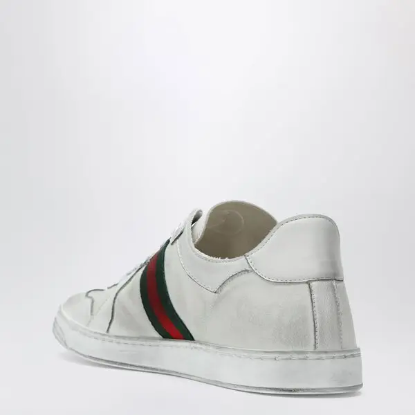 Gucci Leather Sneakers With Worn Effect
