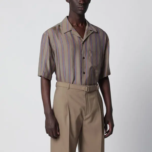 Saint Laurent Boxy Short-sleeve Button-up Cupro Shirt
