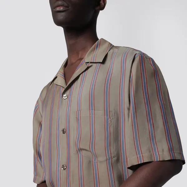 Saint Laurent Boxy Short-sleeve Button-up Cupro Shirt
