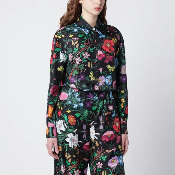Gucci Silk Twill Shirt With Flora Print
