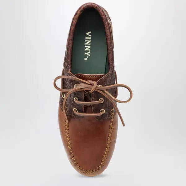 VINNY'S Boat Shoes With Crocodile Inserts