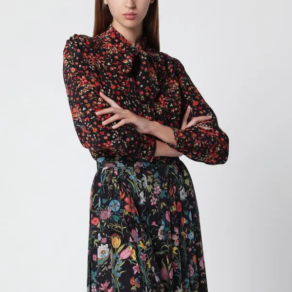 Gucci Printed Silk Shirt With Pussy Bow