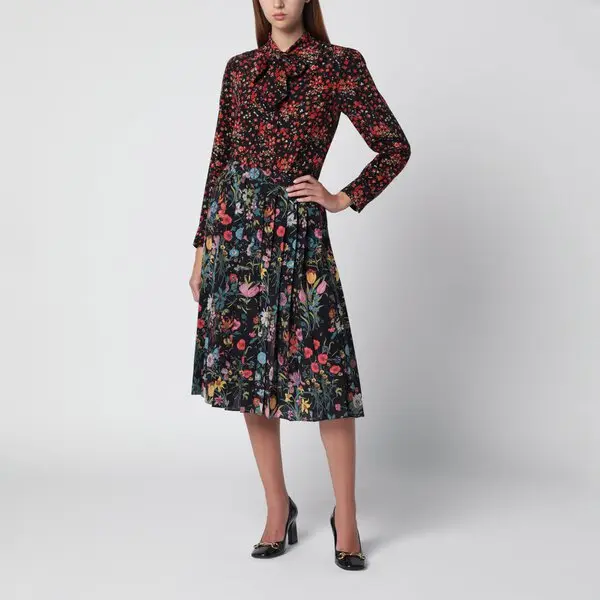 Gucci Printed Silk Shirt With Pussy Bow