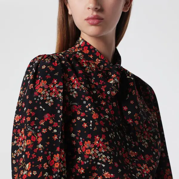 Gucci Printed Silk Shirt With Pussy Bow