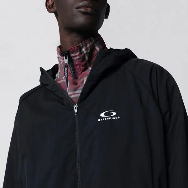 Balenciaga Technical Hooded Track Jacket In Polyamide
