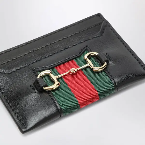 Gucci Web Cardholder With Horsebit In Leather