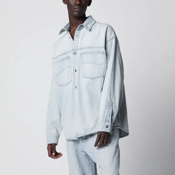 Balenciaga Cotton Denim Shirt - Light Blue