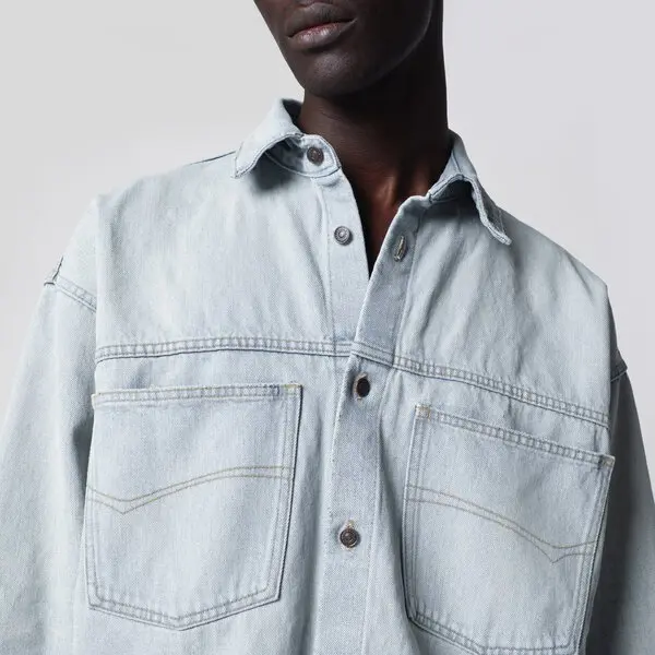Balenciaga Cotton Denim Shirt - Light Blue