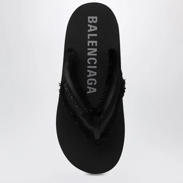 Balenciaga Jet Lag Thong Sandals In Satin - Black