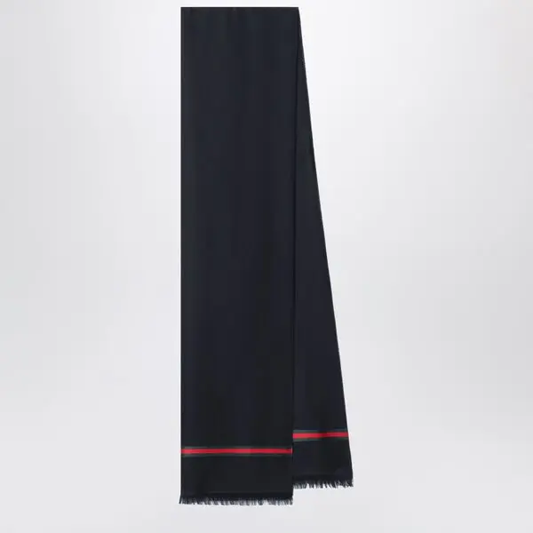 Gucci Midnight Wool And Silk Stole - Blue