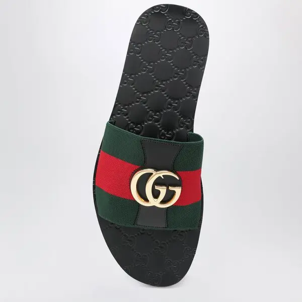 Gucci Leather Riviera Slides With Double G Detail