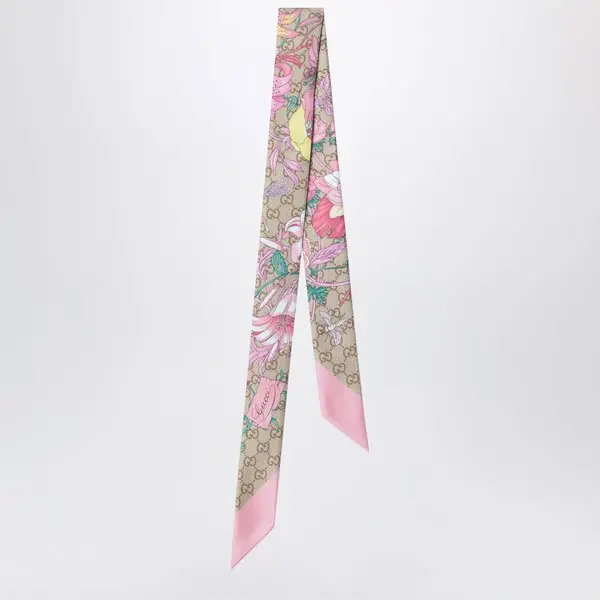 Gucci Printed Silk Ribbon With Flora Motif - Pink