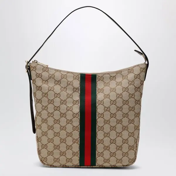 Gucci Medium Lunetta Crossbody Bag In Gg Fabric - Beige