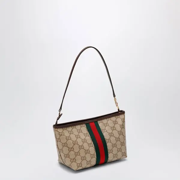 Gucci Small Pouch In Sand Gg Fabric - Beige