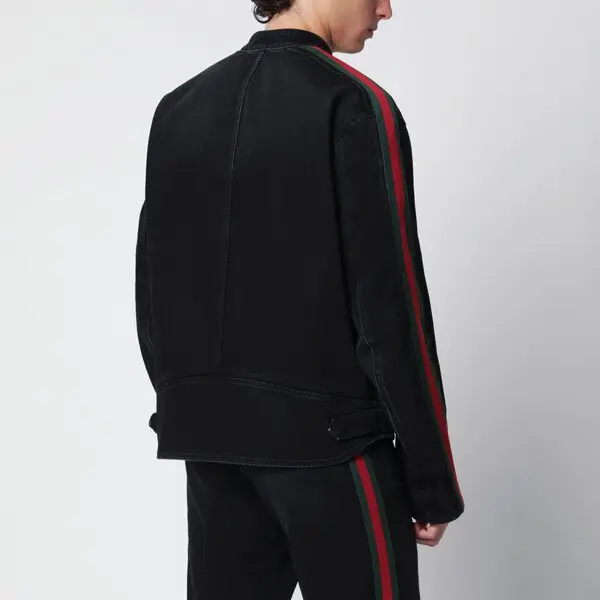Gucci Cotton Denim Biker Jacket With Web Trim