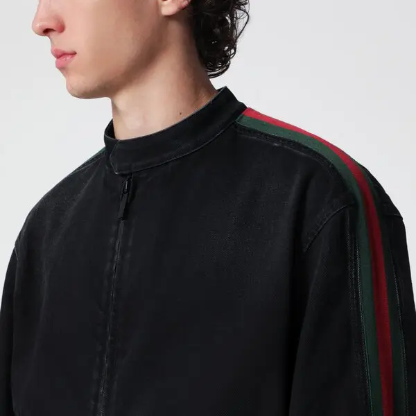 Gucci Cotton Denim Biker Jacket With Web Trim