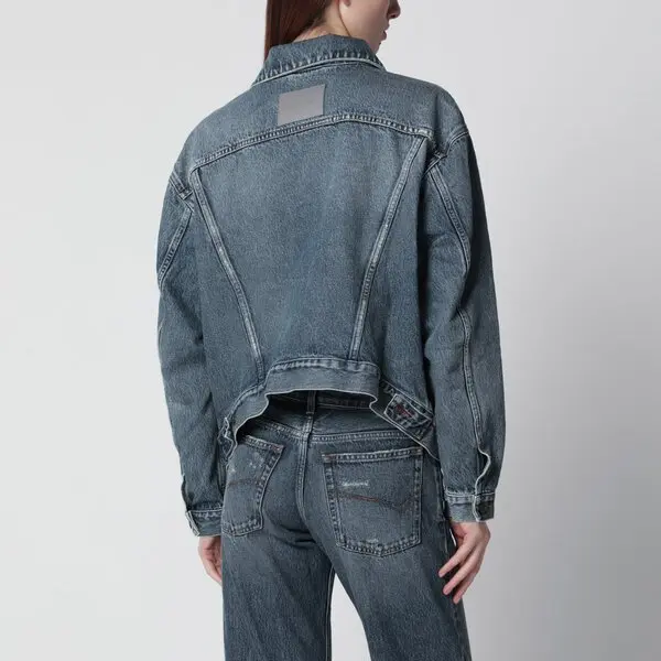 Balenciaga Kick Cotton Denim Jacket In Dirty Vintage - Blue