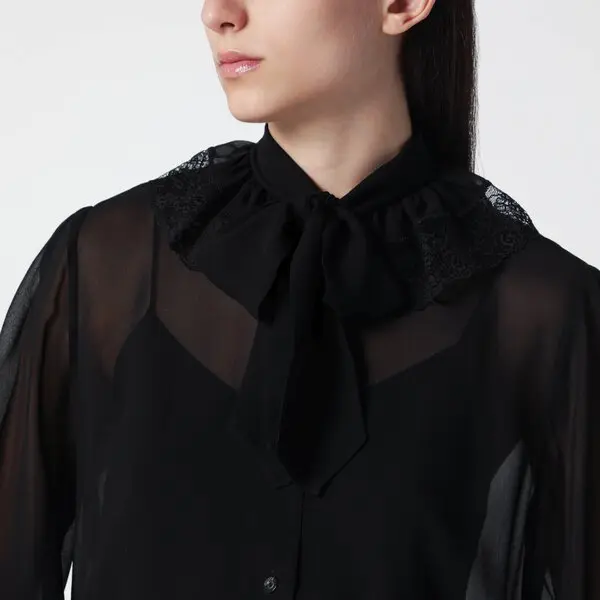 Gucci Silk Georgette Shirt With Lace Trims