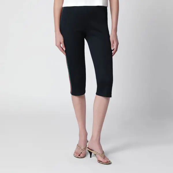 Gucci Ribbed Cotton Jersey Capri Pants With Web Detail