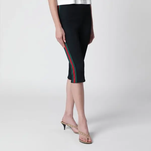 Gucci Ribbed Cotton Jersey Capri Pants With Web Detail