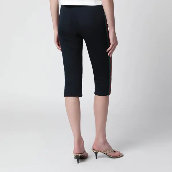 Gucci Ribbed Cotton Jersey Capri Pants With Web Detail