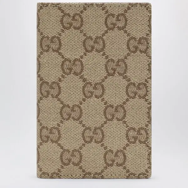 Gucci Essence Classic Card Holder In Sand Gg Fabric - Beige