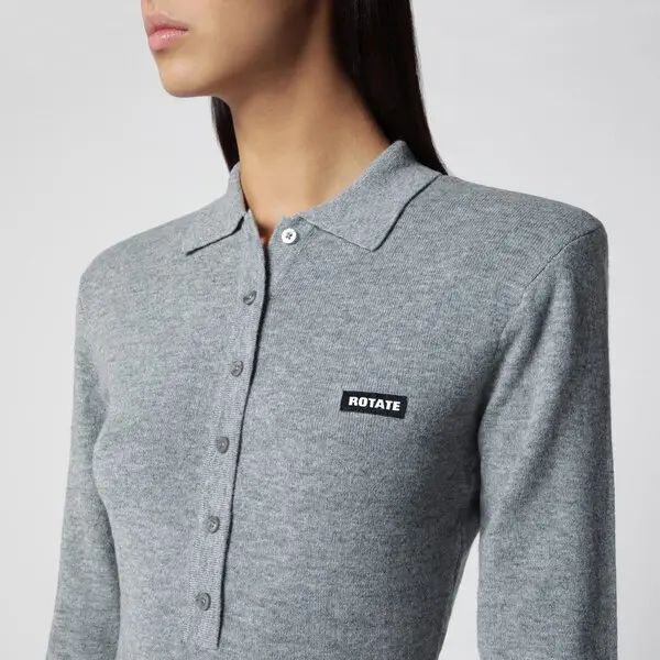ROTATE BY BIRGER CHRISTENSEN Wool Long-sleeve Polo Shirt