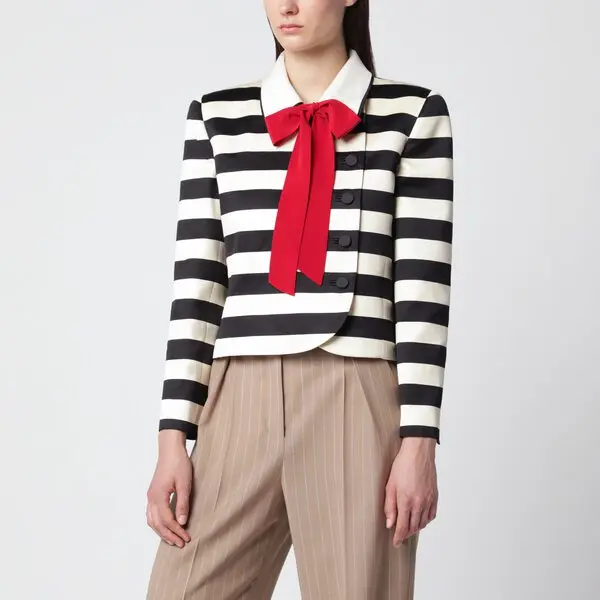 Valentino Garavani Striped Cotton Jacket With Maxi Bow Detail