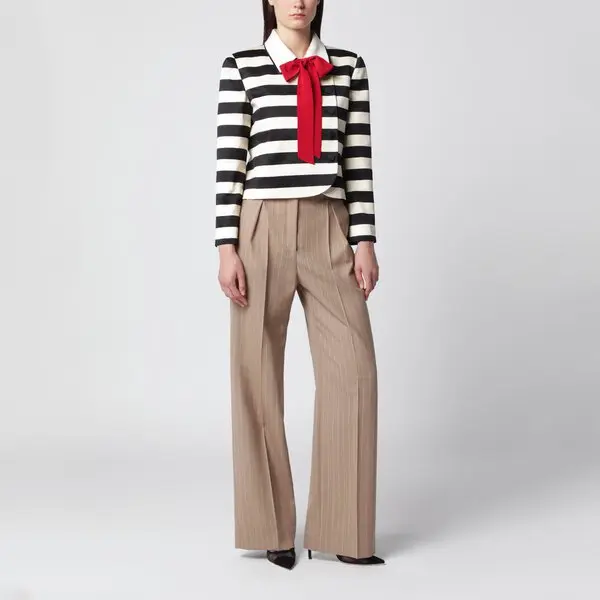Valentino Garavani Striped Cotton Jacket With Maxi Bow Detail