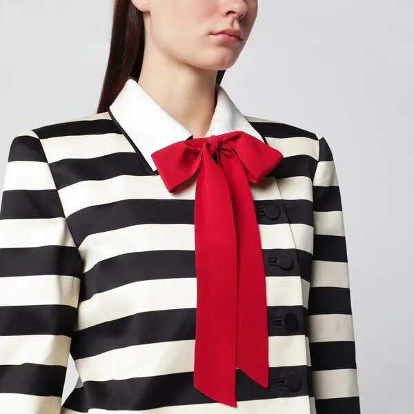 Valentino Garavani Striped Cotton Jacket With Maxi Bow Detail
