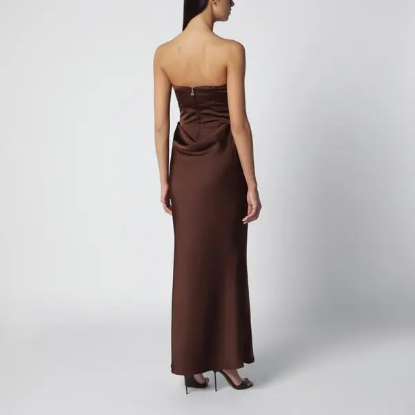 ROTATE BY BIRGER CHRISTENSEN Strapless Bodice Maxi Dress - Brown
