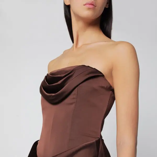ROTATE BY BIRGER CHRISTENSEN Strapless Bodice Maxi Dress - Brown