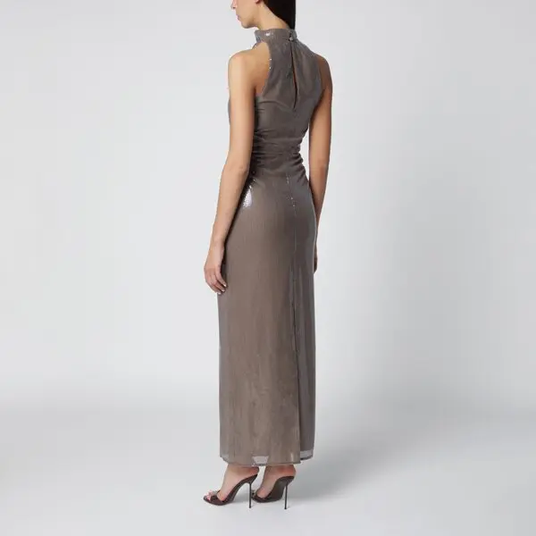 ROTATE BY BIRGER CHRISTENSEN Long Dress With Micro-sequins - Beige