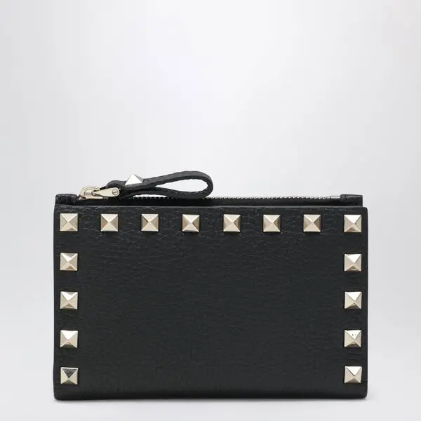 Valentino Garavani Leather Rockstud Zip Card Holder