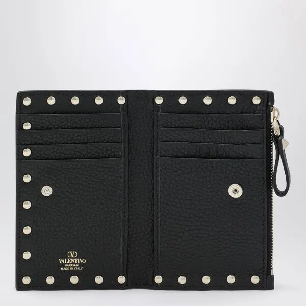 Valentino Garavani Leather Rockstud Zip Card Holder