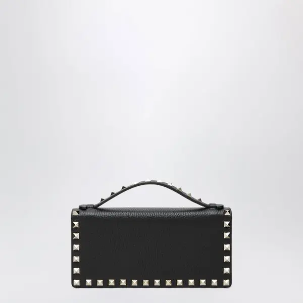 Valentino Garavani Rockstud Leather Wallet With Chain - Black
