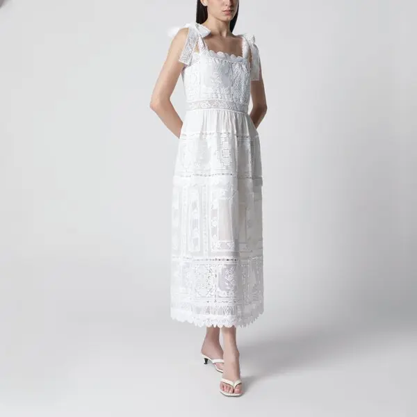 Zimmermann Ivory Lace Trim Midi Dress