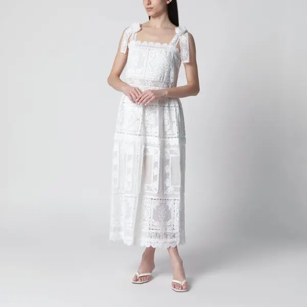 Zimmermann Ivory Lace Trim Midi Dress