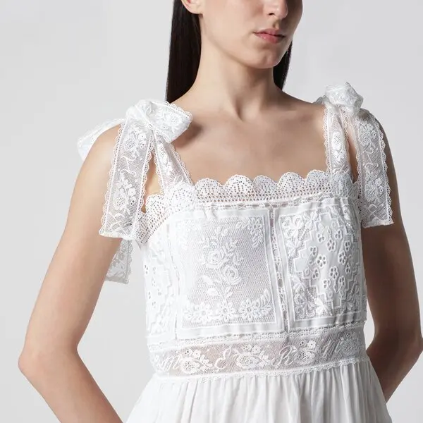 Zimmermann Ivory Lace Trim Midi Dress