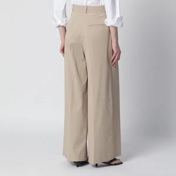 ANINE BING Lou Pleated Wide-leg Trousers - Beige