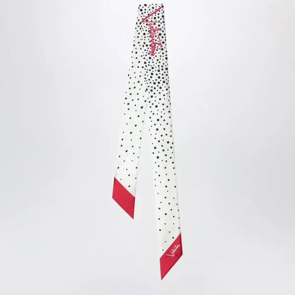 Valentino Garavani Little Stars Starry Bandeau Scarf In Silk, Vanilla Red - White
