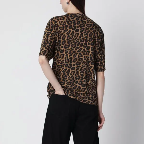 ANINE BING Avi Leopard Print Cotton T-shirt