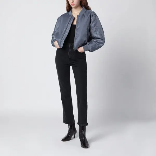 ANINE BING Leon Cropped Bomber Jacket - Grey