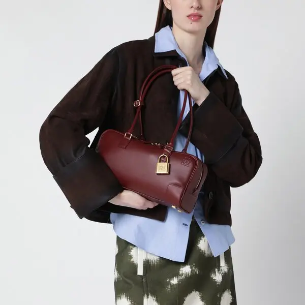 Loewe Amazona 31 Cropped Bag In Shiny Leather - Brown